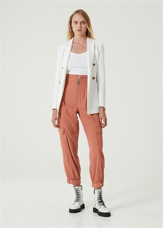 Sandro Kadın Kiremit Yüksek Bel Pantolon Kırmızı 36 FR