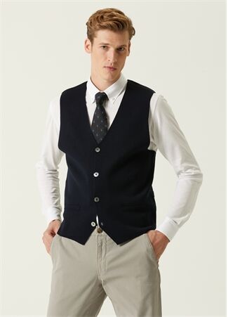 Beymen Collection Erkek Lacivert V Yaka Yün Triko Yelek S EU Beymen Collection Erkek Lacivert V Yaka Yün Triko Yelek S EU