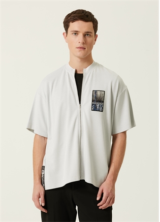 Agaleevic Erkek Gri Dik Yaka Patch Detaylı Kısa Kol Sweatshirt Mavi S/M EU Agaleevic Erkek Gri Dik Yaka Patch Detaylı Kısa Kol Sweatshirt Mavi S/M EU