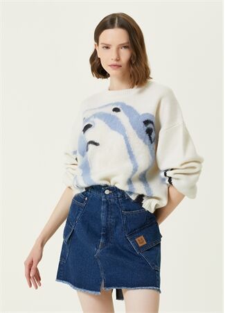 Kenzo Kadın Kazak Beyaz L Eu