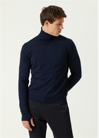 Gabriele Pasini Erkek Lacivert Balıkçı Yaka Yün Kazak S EU