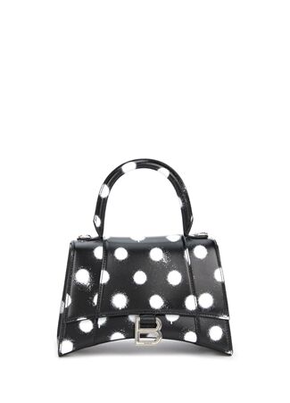 Balenciaga Kadın Hourglass Siyah Beyaz Deri Çanta EU Balenciaga Kadın Hourglass Siyah Beyaz Deri Çanta EU