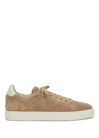 Brunello Cucinelli Erkek Camel Süet Sneaker Bej 40 EU