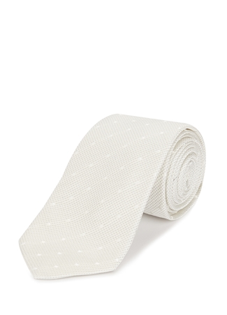 Palzileri Lab Erkek Beyaz Puantiyeli İpek Kravat EU