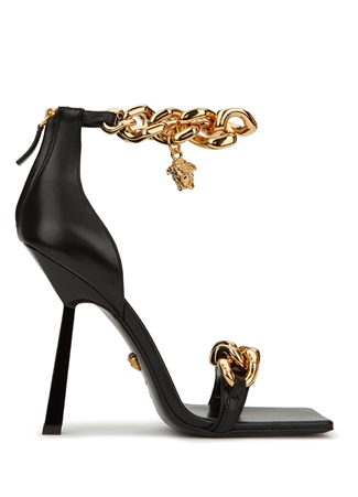 Versace Kadın Siyah Gold Zincir Detaylı Deri Sandalet 36 EU Versace Kadın Siyah Gold Zincir Detaylı Deri Sandalet 36 EU