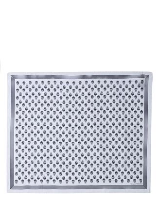 Alexander McQueen Kadın Beyaz Kurukafa Desenli Şal EU