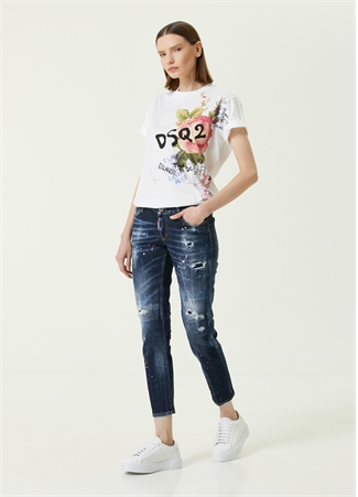 Dsquared2 Kadın Jennifer Mavi Düşük Bel Crop Jean Pantolon 36 IT Dsquared2 Kadın Jennifer Mavi Düşük Bel Crop Jean Pantolon 36 IT