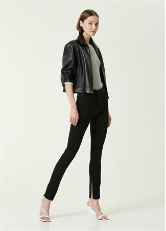 3x Kadın Slim Fit Siyah Yırtmaçlı Jean Pantolon 26 US