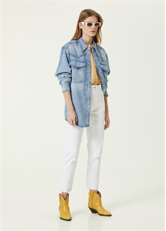 Etoile Isabel Marant Kadın Neasr Slim Fit Beyaz Jean Pantolon 34 FR