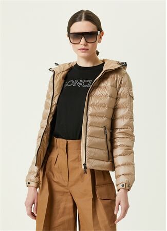 Moncler Kadın Bej Kapüşonlu Mont 5 Us