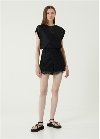 Maje Kadın Siyah Dantel Garnili Mini Tulum 34 FR Maje Kadın Siyah Dantel Garnili Mini Tulum 34 FR