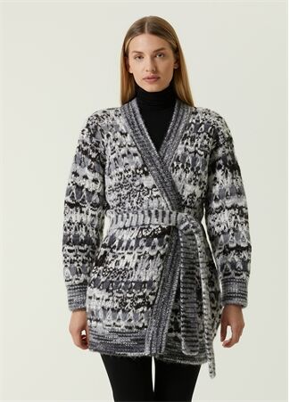 Missoni Kadın Siyah Gri Beli Kuşaklı Hırka 42 IT Missoni Kadın Siyah Gri Beli Kuşaklı Hırka 42 IT