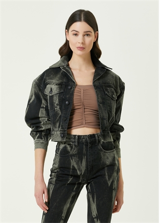 T by Alexander Wang Kadın Antrasit Batik Desenli Denim Ceket Gri XS EU T by Alexander Wang Kadın Antrasit Batik Desenli Denim Ceket Gri XS EU