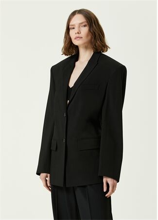 The Mannei Kadın Jafr Siyah Yün Blazer 36 FR