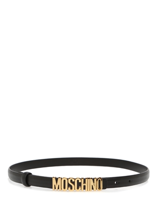 Moschino Kadın Siyah Gold Logolu Deri Kemer 40 IT Moschino Kadın Siyah Gold Logolu Deri Kemer 40 IT