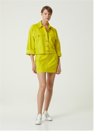 Beymen Club Kadın Sarı Dikiş Detaylı Keten Trucker Ceket 38