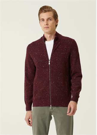Brunello Cucinelli Erkek Bordo Nopeli Yün Triko Hırka 52 IT