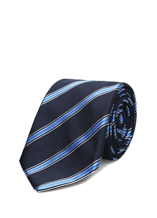 Pal Zileri Erkek Lacivert Verev Çizgili İpek Kravat EU