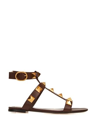 Valentino Garavani Kadın Kahverengi Deri Sandalet 36 EU