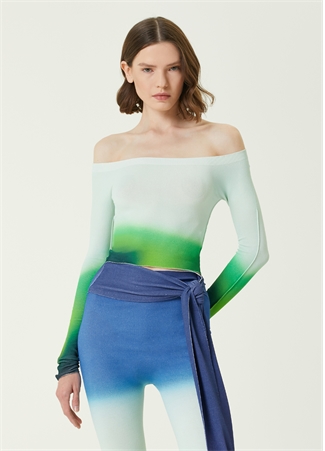 Off-white Kadın Yeşil Mavi Degradeli Kazak 38 It