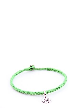 Kayra Khan Erkek Yeşil Örgü Dokulu Gümüş Rengi Bileklik EU