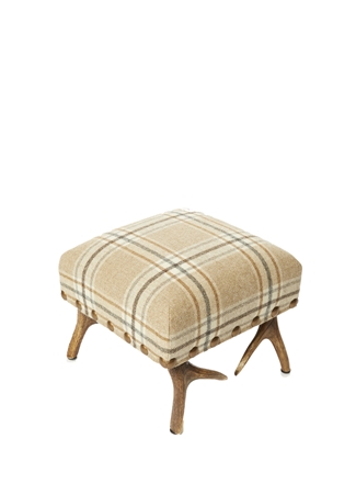 Clock House Ekose Desenli Ahşap Puf Bej Clock House Ekose Desenli Ahşap Puf Bej