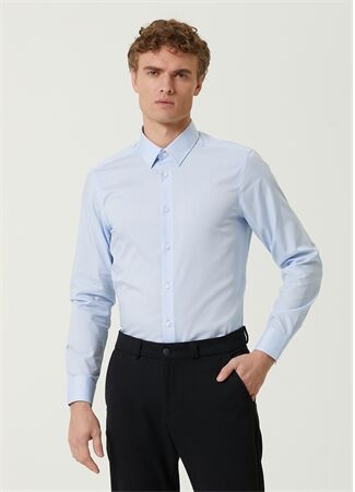 Beymen Club Erkek Klasik Slim Fit Non-iron Mavi Gömlek S
