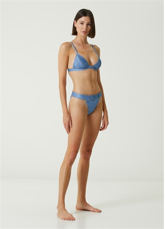 Balmain Kadın Denim Üçgen Bikini Takımı Mavi 36 Fr Balmain Kadın Denim Üçgen Bikini Takımı Mavi 36 Fr