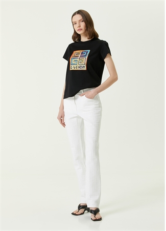 Givenchy Kadın 4G Straight Fit Beyaz Jakarlı Jean Pantolon 27 US Givenchy Kadın 4G Straight Fit Beyaz Jakarlı Jean Pantolon 27 US