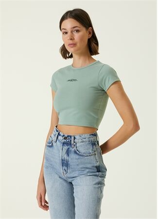 Wasted Kadın Yeşil Logolu Crop T-shirt XS EU
