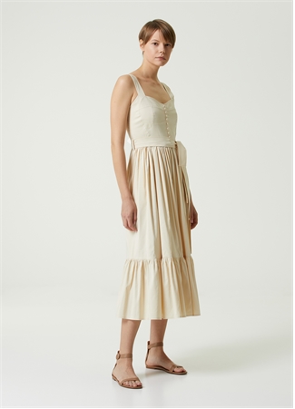 Beymen Club Kadın Ekru Kalın Askılı Midi Elbise Bej 42