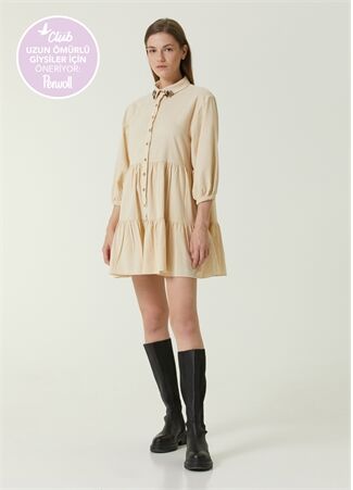 Beymen Club Kadın Bej Taşlı Yaka Mini Kadife Gömlek Elbise Gri 34 Beymen Club Kadın Bej Taşlı Yaka Mini Kadife Gömlek Elbise Gri 34