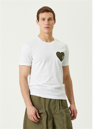 Dolce&Gabbana Erkek Beyaz Bisiklet Yaka Patch Detaylı T-shirt 44 IT Dolce&Gabbana Erkek Beyaz Bisiklet Yaka Patch Detaylı T-shirt 44 IT