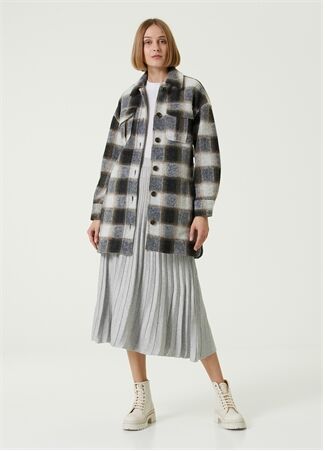 Faund Kadın Ekose Desenli Beli Kuşaklı Ceket XS EU