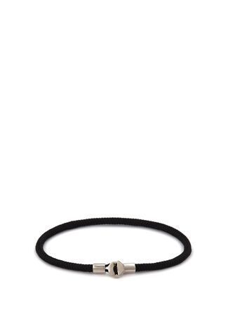 AtolyeWolf Erkek Siyah Örgü Dokulu Gümüş Rengi Bileklik EU