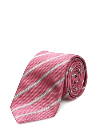 Pal Zileri Erkek Pembe Verev Çizgili İpek Kravat EU Pal Zileri Erkek Pembe Verev Çizgili İpek Kravat EU