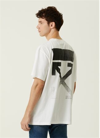 Off-White Erkek Beyaz Logo Detaylı T-shirt Siyah L EU