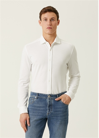 Brunello Cucinelli Erkek Beyaz Gömlek S EU