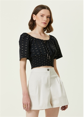 Academia Kadın Siyah Jakarlı Crop Bluz 34 Eu Academia Kadın Siyah Jakarlı Crop Bluz 34 Eu
