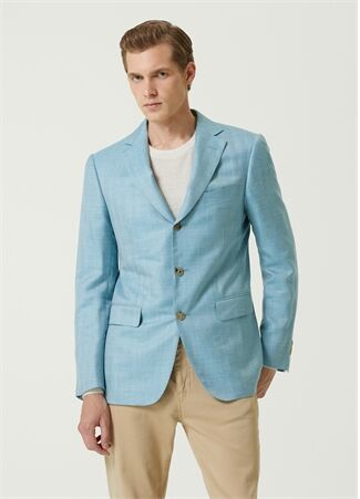 Pal Zileri Erkek Mavi Kelebek Yaka Yün Ceket 48 IT