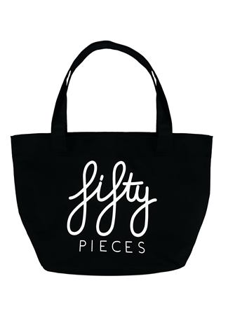 Fifty Pieces Kadın Siyah Logolu Kanvas Omuz Çantası EU Fifty Pieces Kadın Siyah Logolu Kanvas Omuz Çantası EU