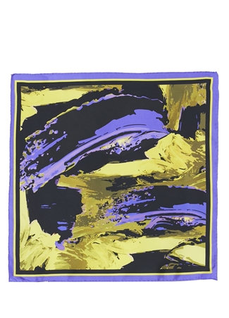 Beymen Club Kadın Siyah Fırça Desenli 50x50 cm İpek Eşarp EU