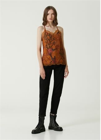 Allsaints Kadın Seinie Nolina V Yaka Desenli Bluz Kırmızı 0 UK