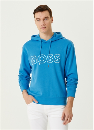 Boss Erkek Mavi Kapüşonlu Logolu Sweatshirt S Eu Boss Erkek Mavi Kapüşonlu Logolu Sweatshirt S Eu