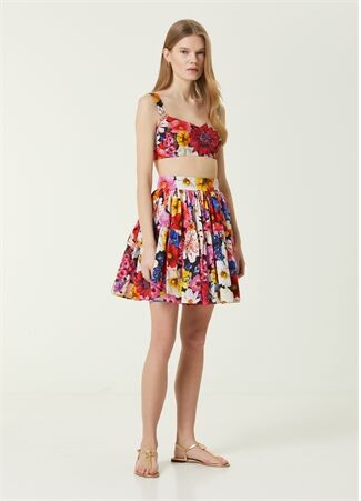 Dolce&Gabbana Kadın Yüksek Bel Çiçekli Mini Etek 38 IT