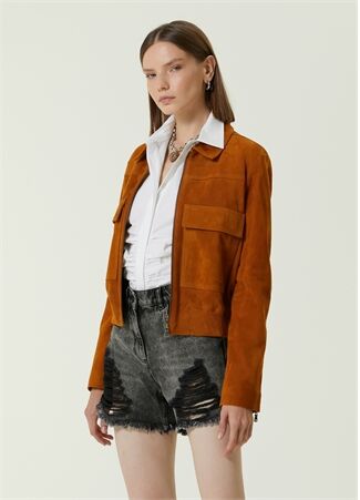 Academia Kadın Kahverengi Kısa Süet Mont 42