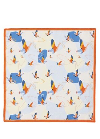 Beymen Club Kadın Beyaz Renkli Kuş Desenli 70x70 cm İpek Eşarp EU