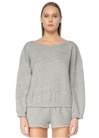 American Vintage Kadın Gri Kayık Yaka Sweatshirt L EU