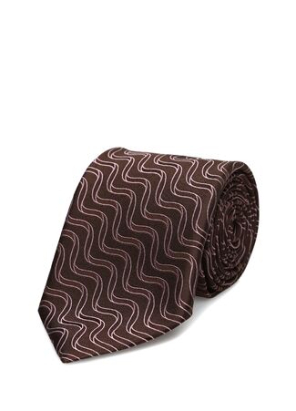 Pal Zileri Erkek Kahverengi Desenli İpek Kravat EU