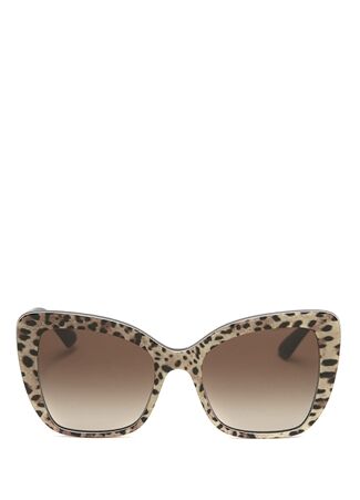 Dolce&Gabbana Kadın Bej Kahverengi Leopar Desenli Güneş Gözlüğü 54 EU